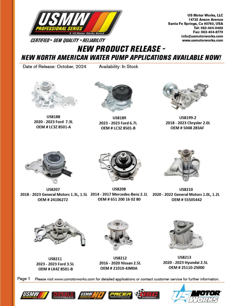New North American Water Pump Applications – USMW Pro